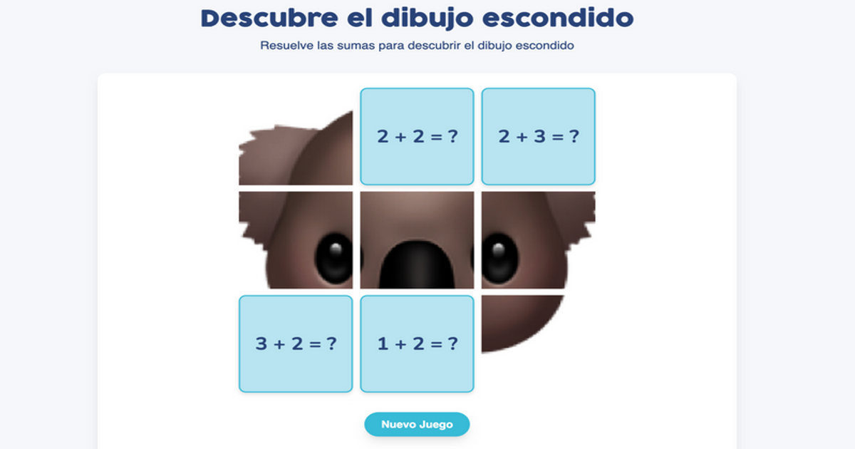 Descubre el dibujo escondido Sumas